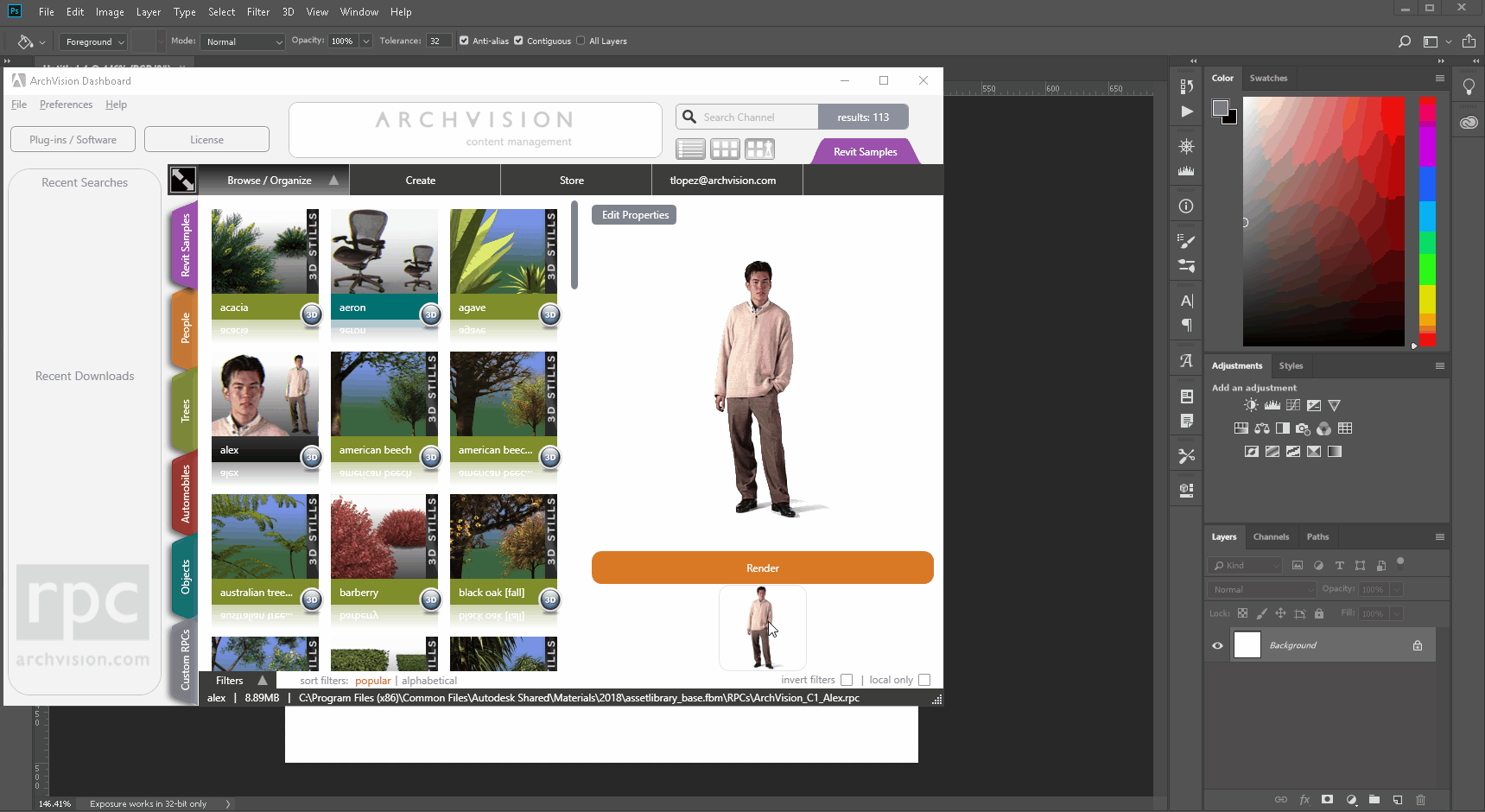 ArchVision RPC with Photoshop - Quick Start (Dashboard Workflow)